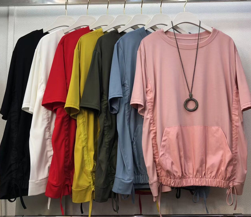 Summer Korean style large pocket drawstring pleated slimming loose ...