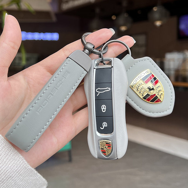 Raspberry Purple Matt Gray New Porsche Key Case Genuine Leather Macan ...
