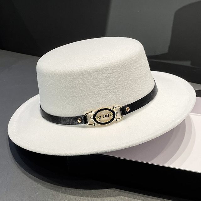 British retro flat top woolen top hat women spring and autumn elegant ...