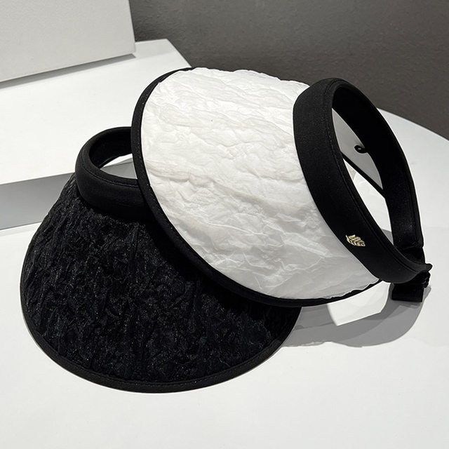 Japanese UV lace pleated big brim empty top hat for women summer sun ...