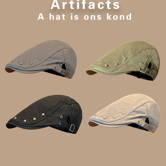 Retro rivet forward hat women's summer thin sunshade duck tongue beret ...