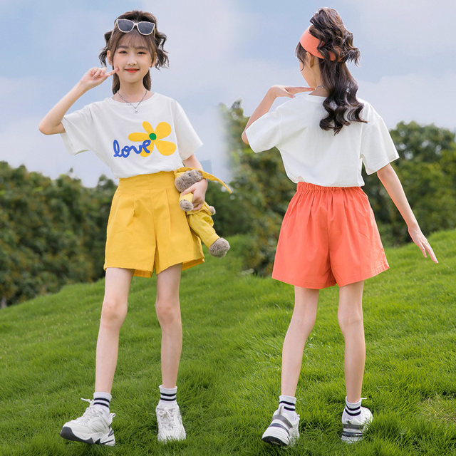 Girls Summer Set 2024 New Western Children's Short Sleeve Summer Summer ...