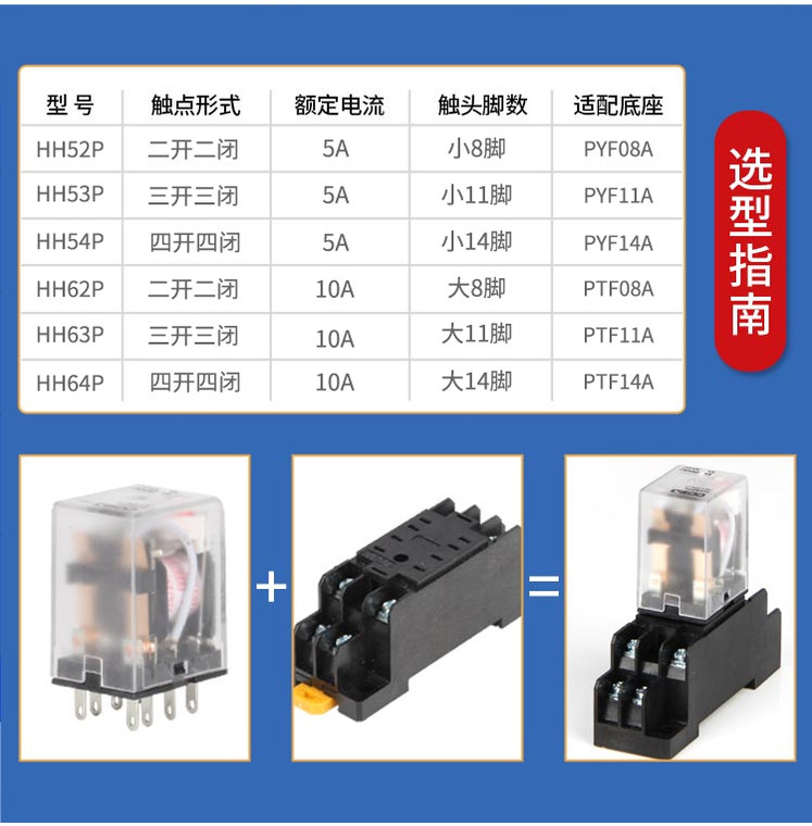 Intermediate relay 220V AC DC 24V 12 volt HH52P54P small relay 8 feet 14 feet MY2NJ
