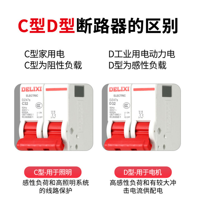 Delixi D-type 63 air switch DZ47S circuit breaker 1 open 2 electric gate 3 three-phase 4P open ...