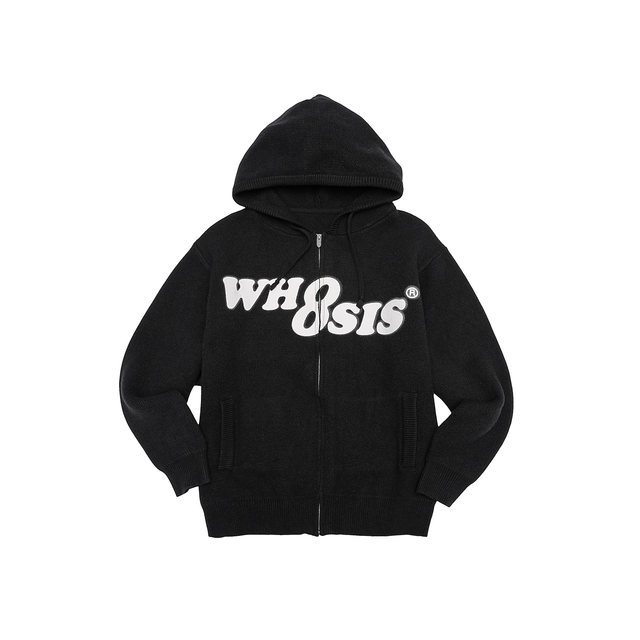 WHOOSIS (unknown name) Phantom logo zipper knitted hoodie sweater ...