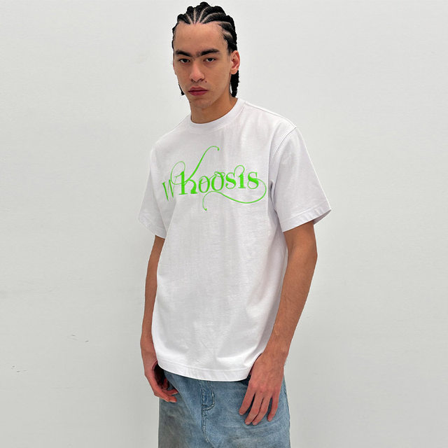 WHOOSIS (unknown name) romantic font short-sleeved T-shirt heavy basic ...