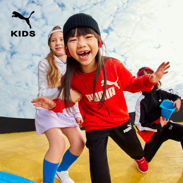 PUMA Puma children's clothing set autumn and winter 2024 new male girl ...