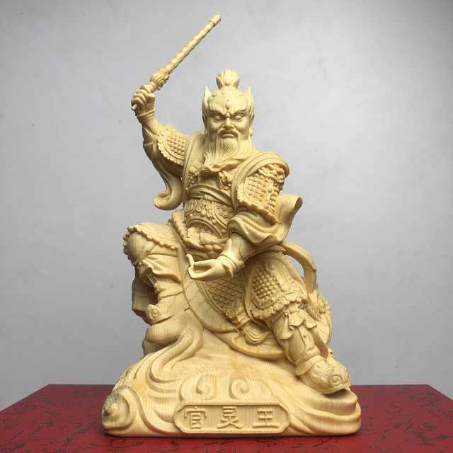 Cypress wood carving, Taoist's greatest protector, Three-Eyed King ...