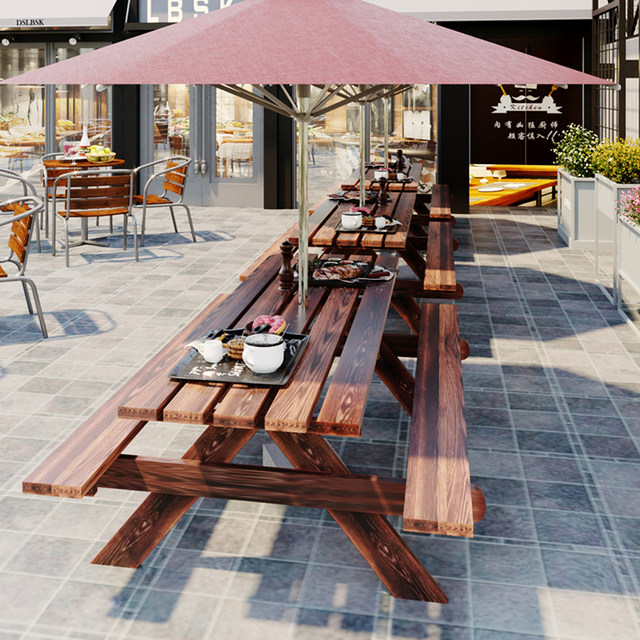 Anticorrosive wooden outdoor chair combination with umbrella outdoor ...