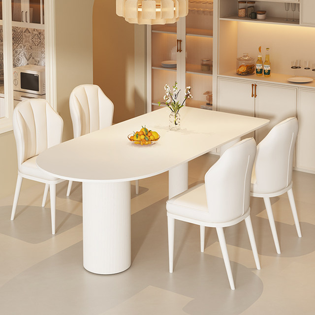 Slate dining table small apartment home dining table French cream style ...