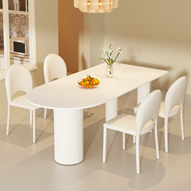 Slate dining table small apartment home dining table French cream style ...