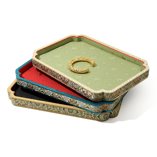 Gold jewelry display tray, elegant satin Chinese jewelry tray, cultural ...
