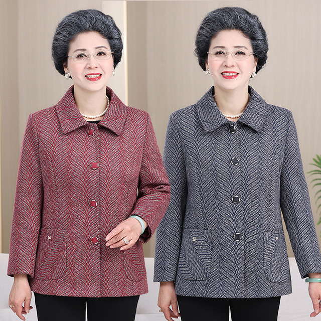 Grandma spring short jacket casual middle-aged and elderly female ...