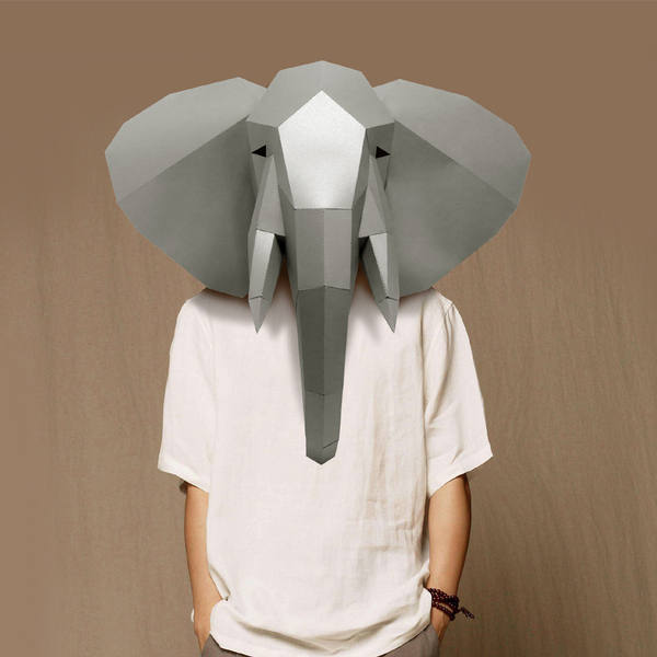 Elephant animal headgear full face no cropping 3d prop mask | Aino Hood ...
