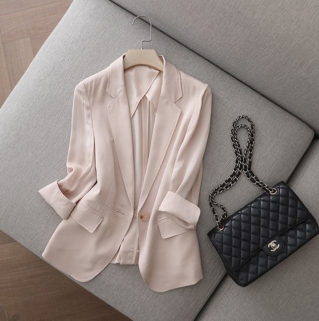 Commuter OL Elegant and chic Morandi style light pink single-slim arch ...