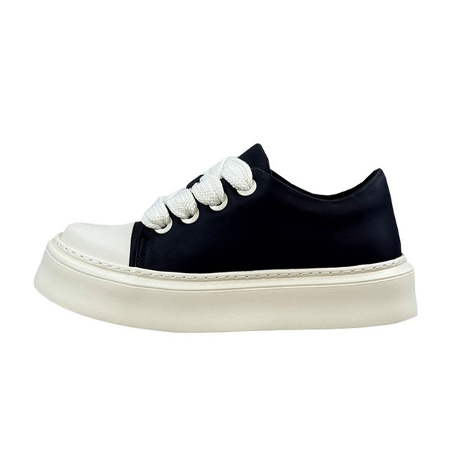 American street wide version round-toe black warrior genuine leather ...