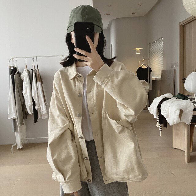 Tooling jacket women's spring and autumn new loose large size thin ...