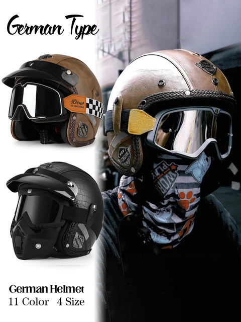 3C Certified Retro Cruiser Motorcycle Helmet for Men and Women Winter ...