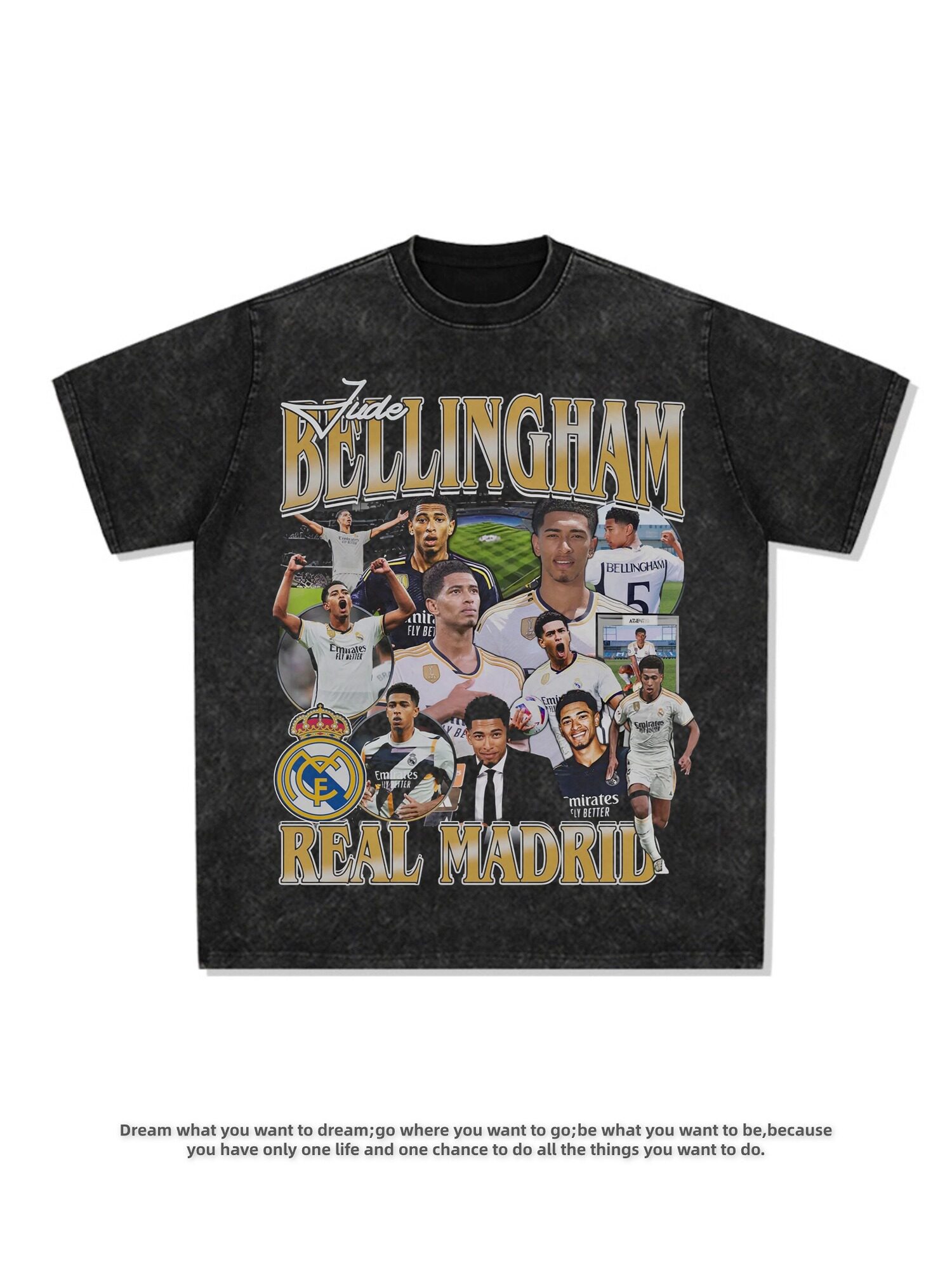 Bellingham football retro portrait digital printed T-shirt sports loose ...