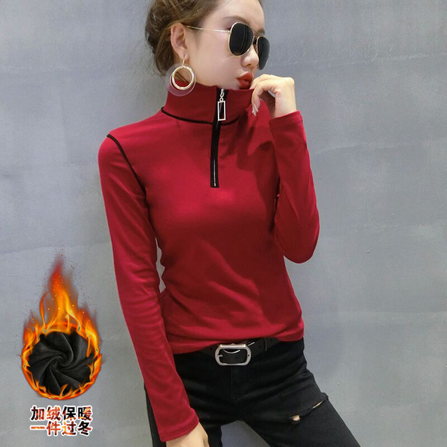 2024 new slim long -sleeved T -shirt high -necked bottom shirt autumn ...