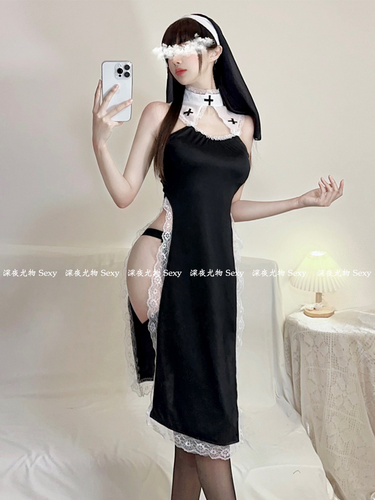 Sexy nun uniform adult sexy lingerie sexual intercourse high-end cos role play bed temptation ...
