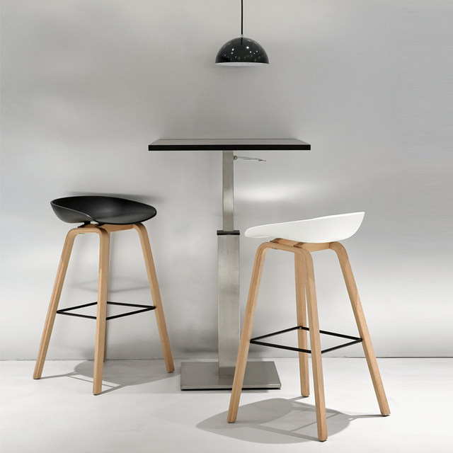 Modern simple solid wood bar chair Nordic creative bar stool bar chair ...