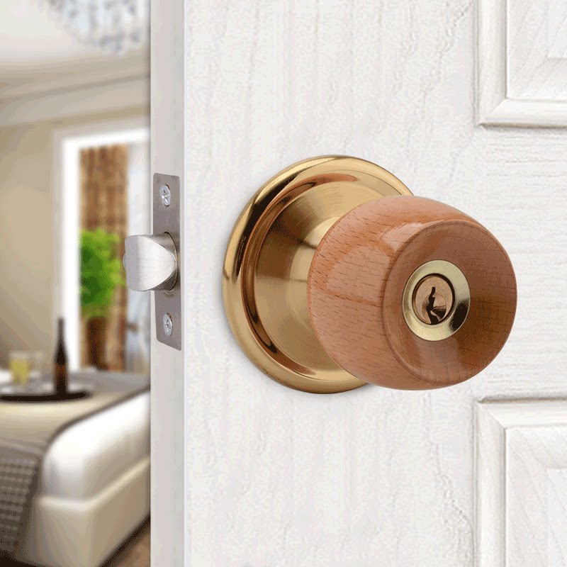 Beech Round Head Door Lock Tongue | Old-Fashioned Bedroom Ball Lock