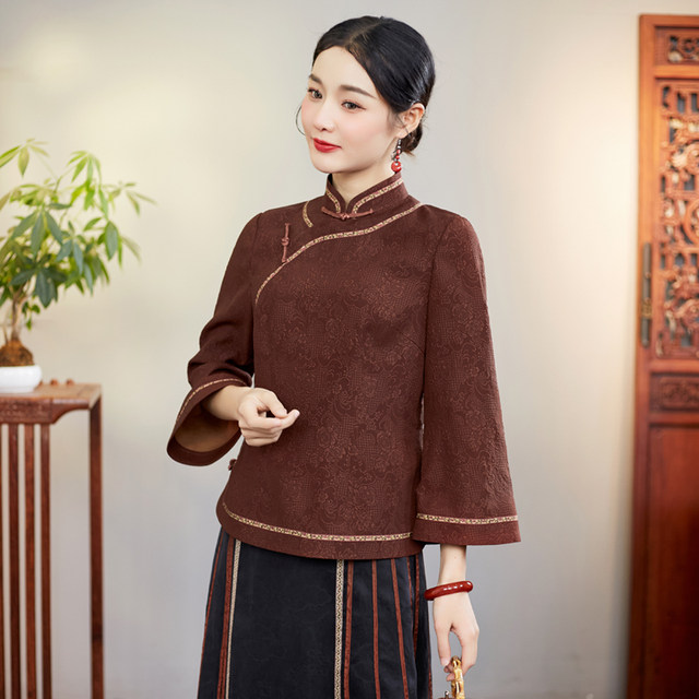 Chinese classic cheongsam top, high-end Chinese style open-front ...