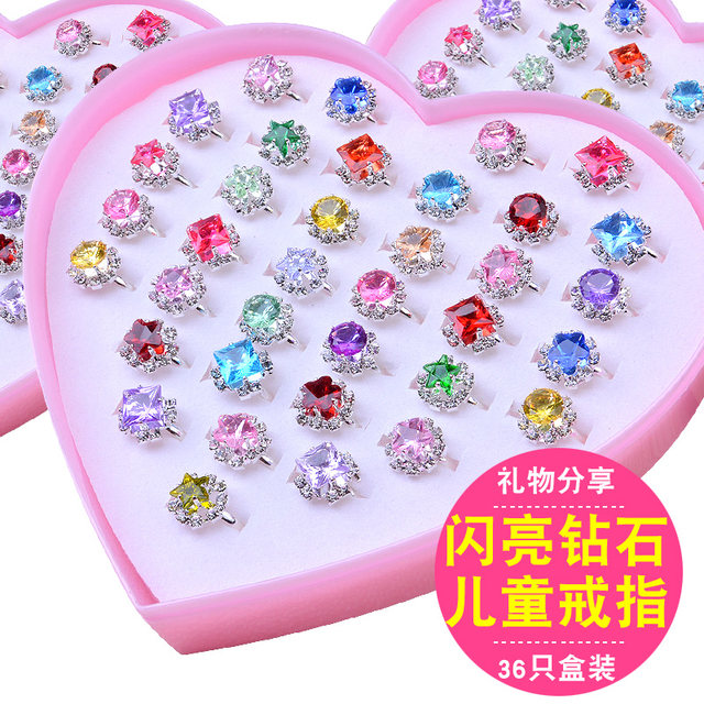 Children's Ring Girls Diamond Gemstone Toy Girl Baby Crystal Small Ring ...