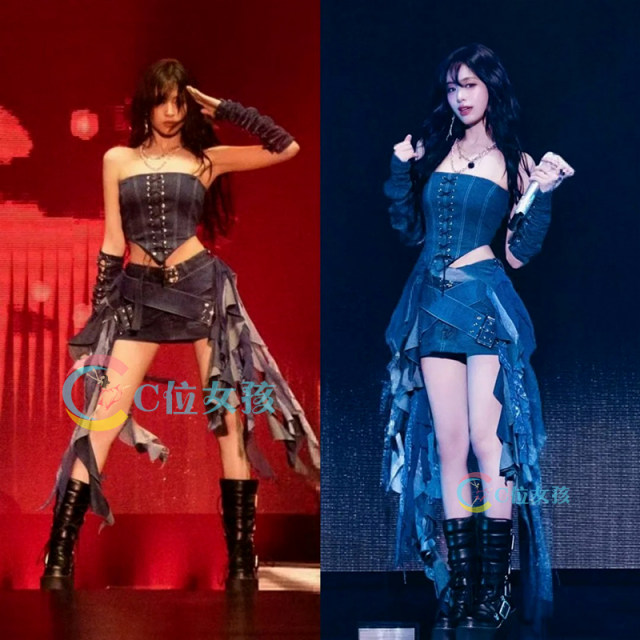 babymonster Zheng Yaxian Ahyeon girl group same denim song costume kpop ...