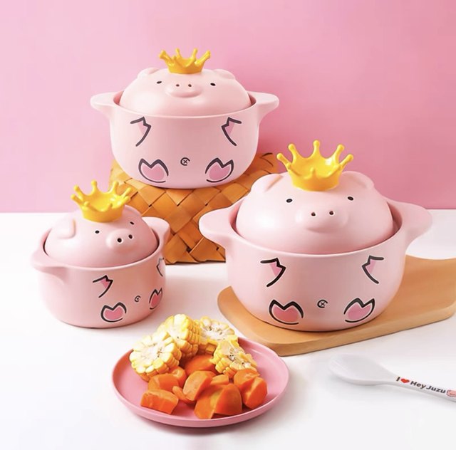 Hey Pig Casserole Creative Ceramic Casserole Cute Cartoon Pink Pig ...