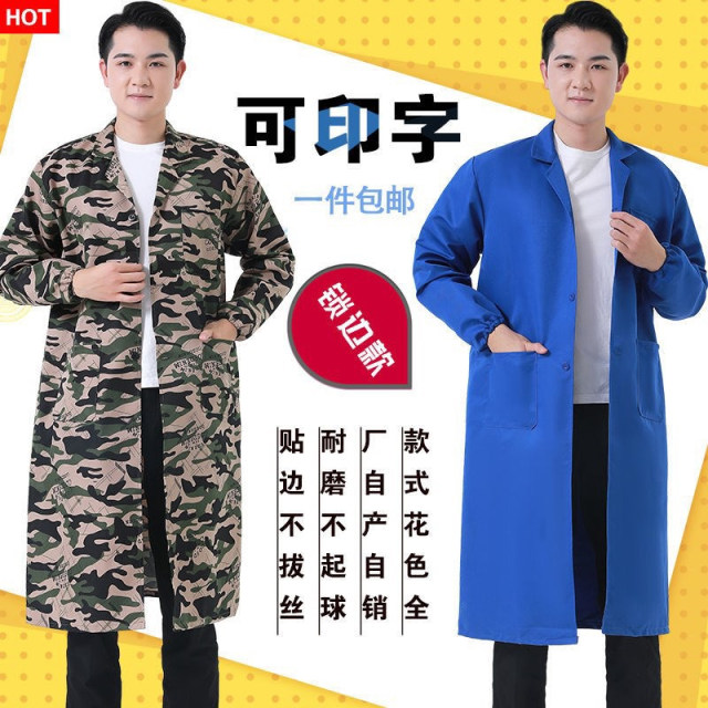 Coat work clothes camouflage blue coat long men's and women's coveralls ...