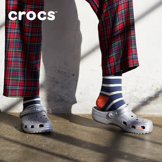 Crocs women's Crocs classic shiny Crocs casual flat shoes beach shoes ...