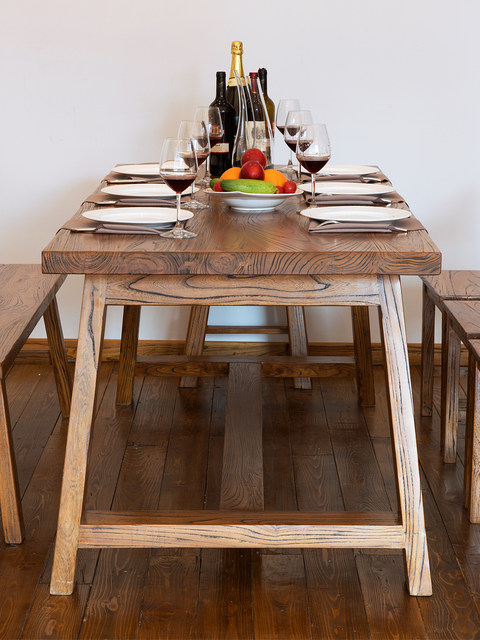 Full -solid wooden table rectangular old elm furniture modern ...