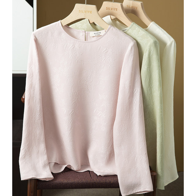 Silk art Bamboo jacquard silk crest crepe 100% mulberry silk long ...