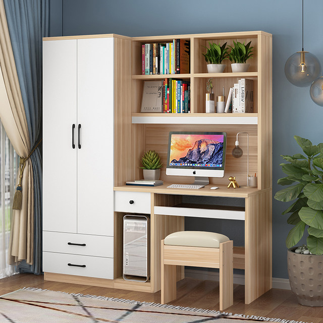 Simple modern desktop computer desk with wardrobe one-piece combination ...