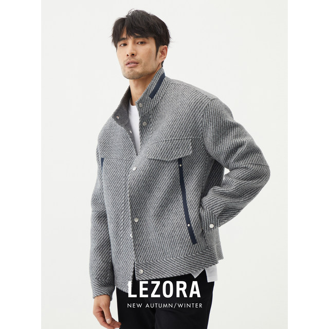 Lezora exclusive customization of black and white oblique wool autumn ...