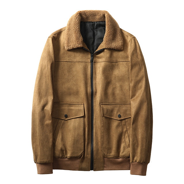 Thickened warm lamb wool lapel jacket winter men's fashion quilted ...