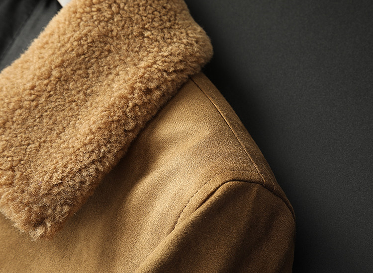 Thickened warm lamb wool lapel jacket winter men's fashion quilted ...