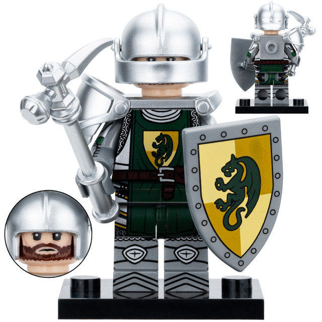Compatible with LEGO Ancient Castle Green Dragon Knight Wolf Warrior ...