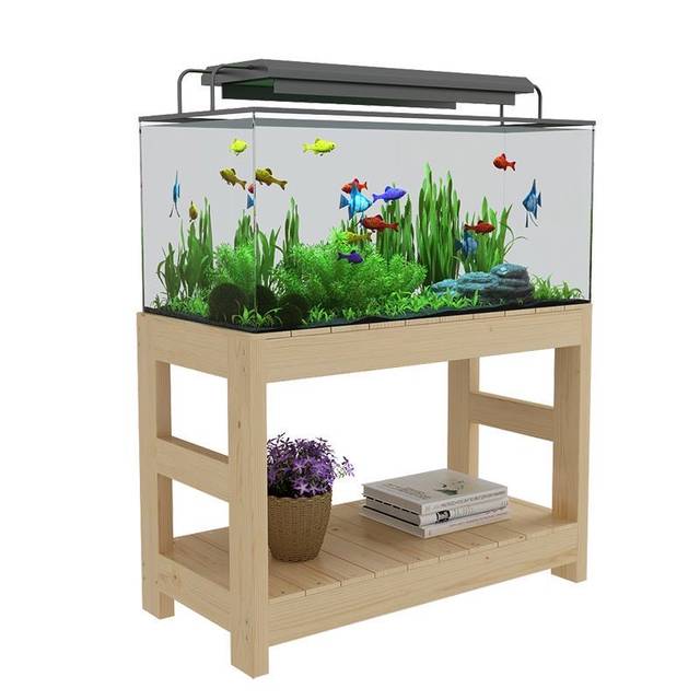 Solid wood fish tank rack double-layer custom-made simple and simple ...