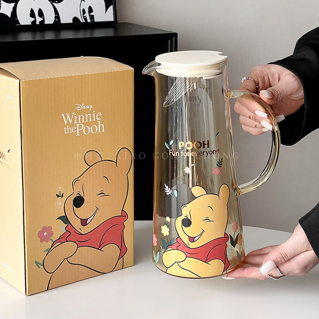 Disney glass cold kettle cute cartoon Pooh Mickey high temperature ...
