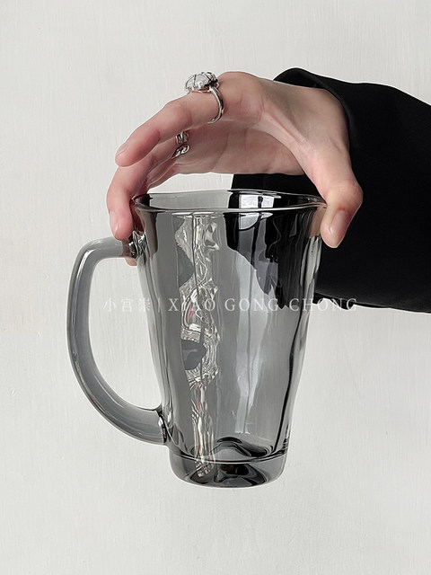 High-end niche irregular glass cup with handle household high-value ...