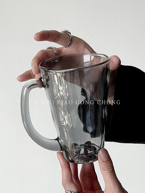 High-end niche irregular glass cup with handle household high-value ...