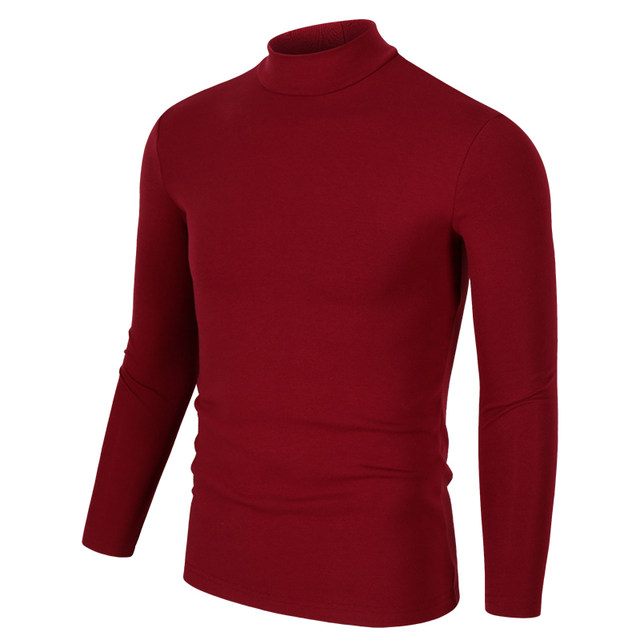 Autumn and winter half -high -necked long -sleeved T -shirt Men's pure ...