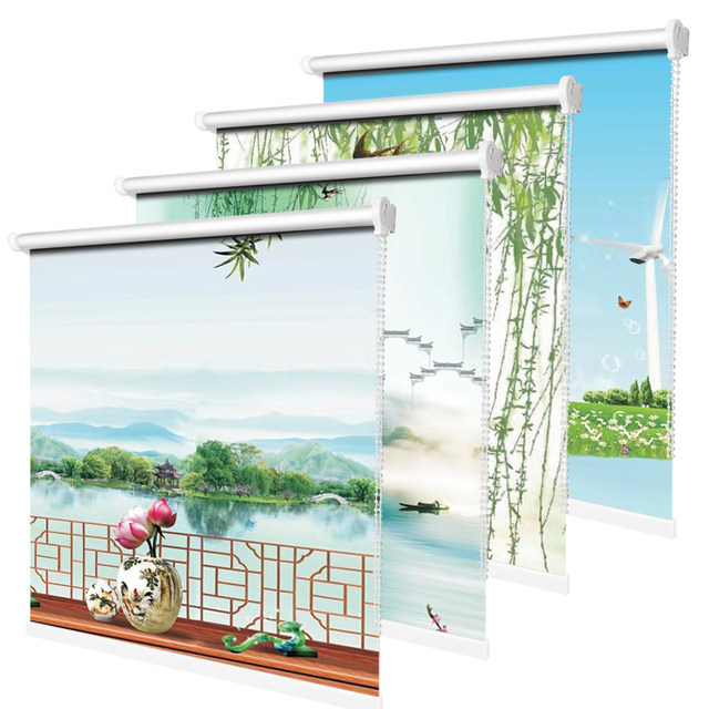 Finished simple curtain sunshade hand-operated lifting kitchen bathroom ...