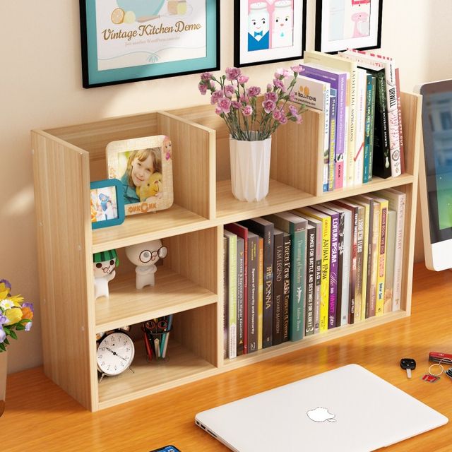 Student desk bookshelf simple children's desktop small bookshelf ...