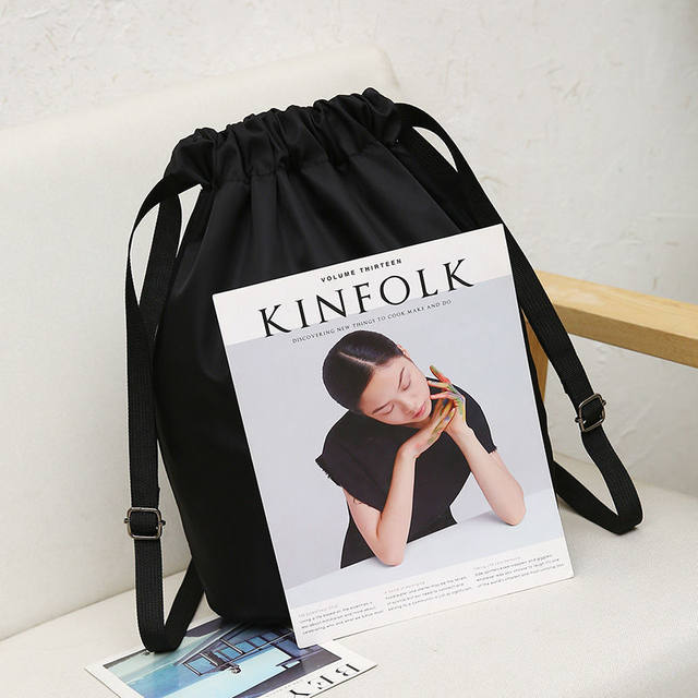 Drawstring canvas drawstring backpack, forest style large capacity ...