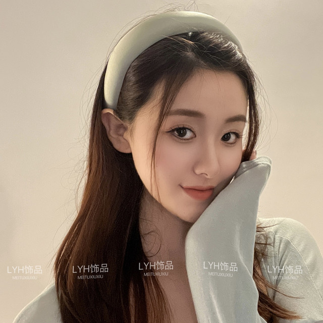 Mint Mambo color ~ new green French retro temperament wide headband ...