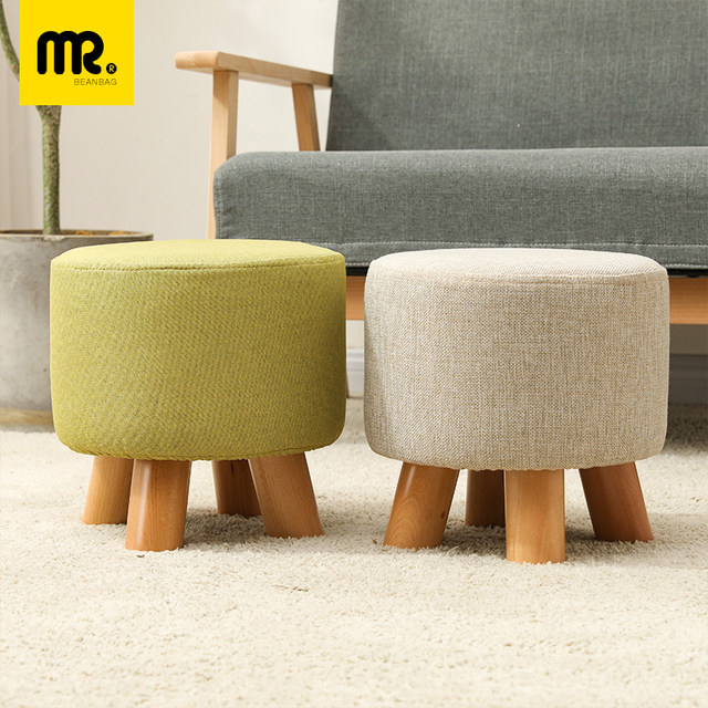 Stool household low stool round stool sofa stool small stool fabric ...